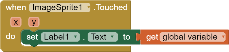 Touching Image Sprites To Change A Label To A Certain Text With Varible