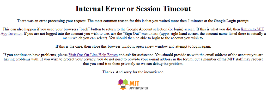 Cannot login to app inventor - Bugs and Other Issues - MIT App Inventor Community