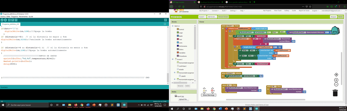 Ayuda Por Favor Error Con Arduino Y Bluetooth Mit App Inventor Help Mit App Inventor Community