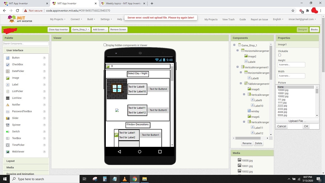 Server error: could not upload file. Please try again later! - MIT App ...