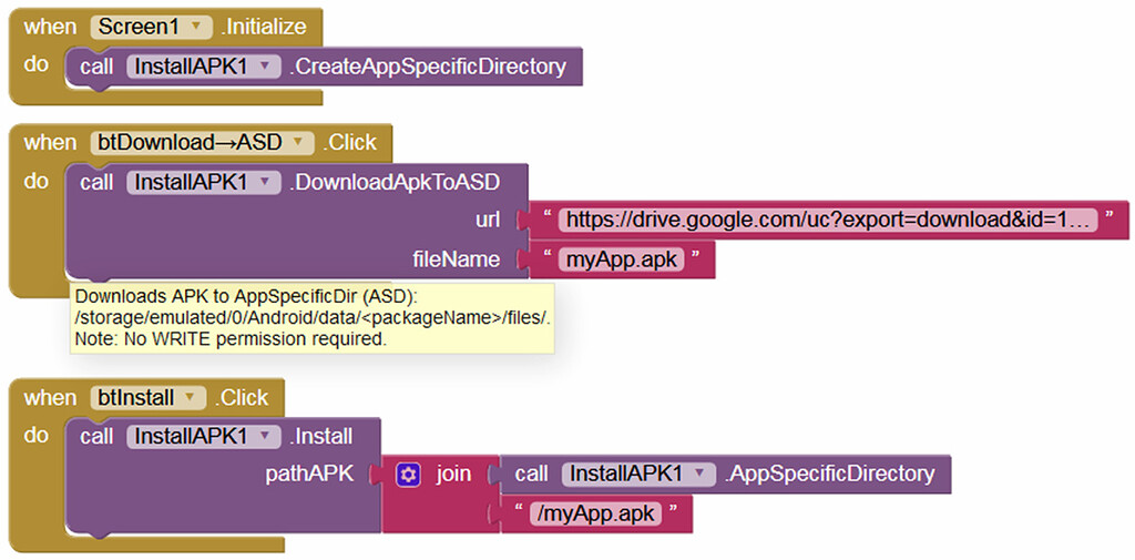 Download an APK to App-Specific Directory (ASD) and install it without ...