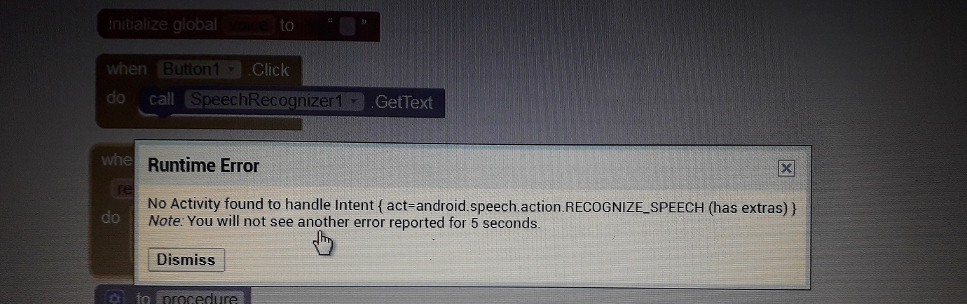 SpeechRecognizer runtime errors - MIT App Inventor Help - MIT App ...