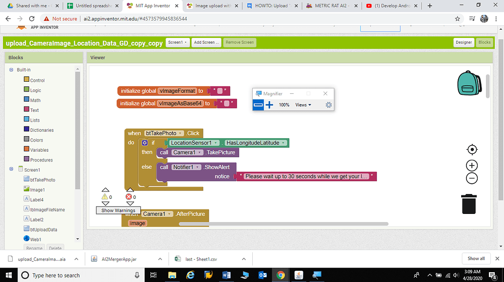 Image upload with location coordinates source code to google sheet ...