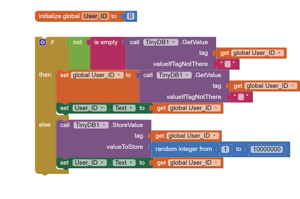 Trying to generate and save a random number in TinyDB - MIT App Inventor Help - MIT App Inventor ...