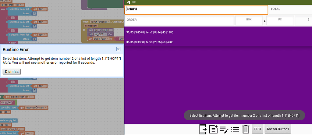 Select list item: Attempt to get item number 2 of a list of length 1: ["SHOP1"] Note: You will ...