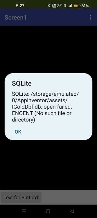 Sqlite File not found error - MIT App Inventor Help - MIT App Inventor Community