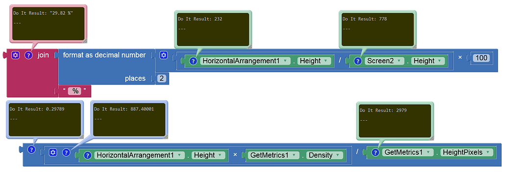 Get HeightPercent of HorizontalArrangement via blocks - MIT App ...