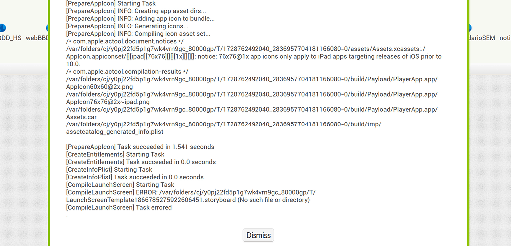 IPA building error - App Inventor for iOS - MIT App Inventor Community