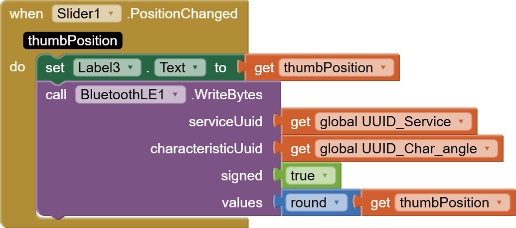 My app (Open IRIS) :: ESP32 -BLE extension / slider to modify my servo ...