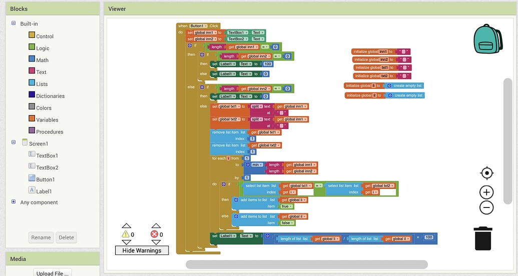 Can someone help me with my string similarity thing - MIT App Inventor ...