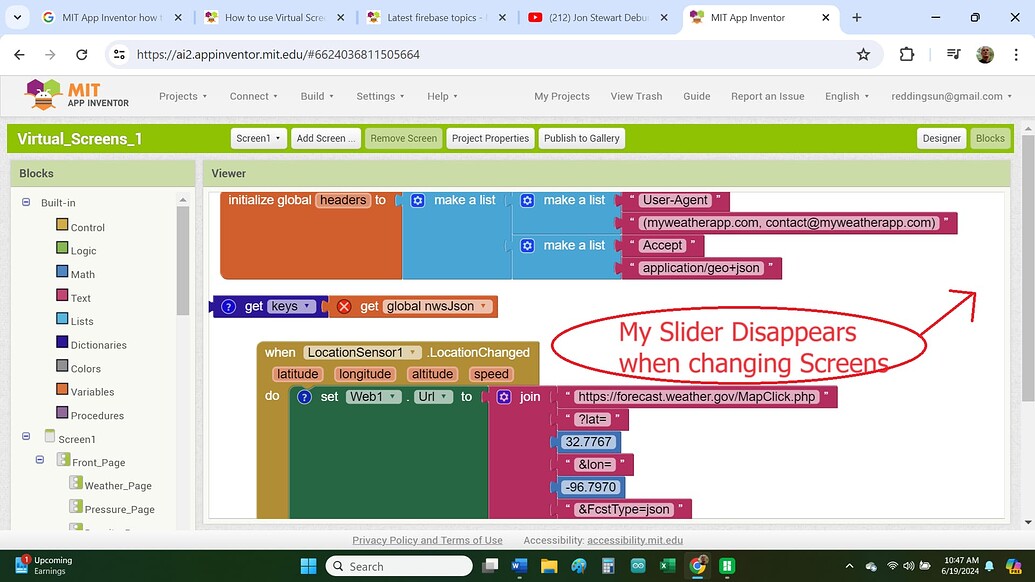 The Block Screen Slider Disappears when I Switch Screens - Bugs and ...