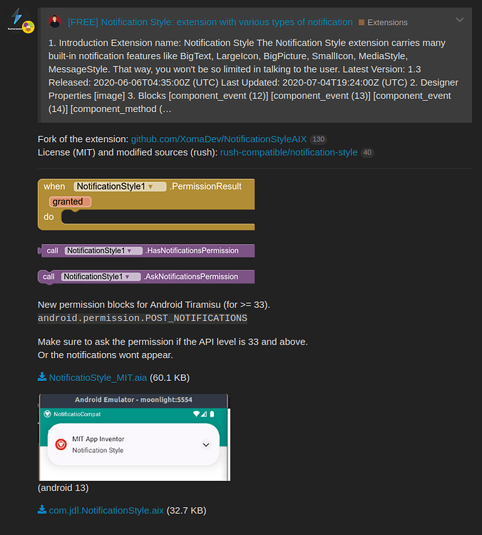 [FREE] Notification Style: extension with various types of notification - Extensions - MIT App ...