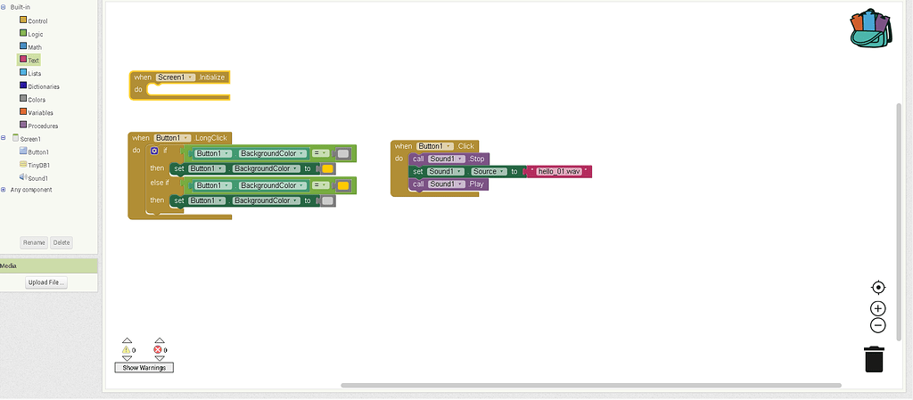 How do I Set Buttons Color and Keep it Saved when I close App? - MIT ...