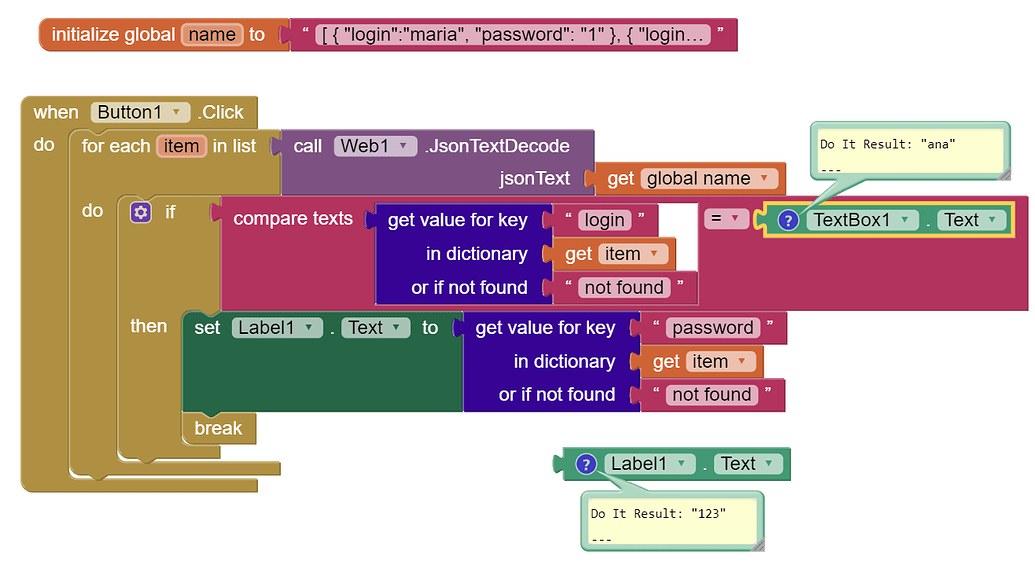 Find Password In Json Mit App Inventor Help Mit App Inventor Community