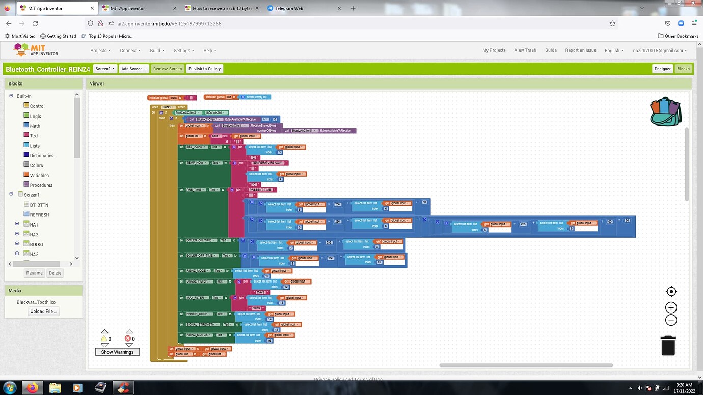 How to receive a each 10 bytes and go to differents "label"? - MIT App ...