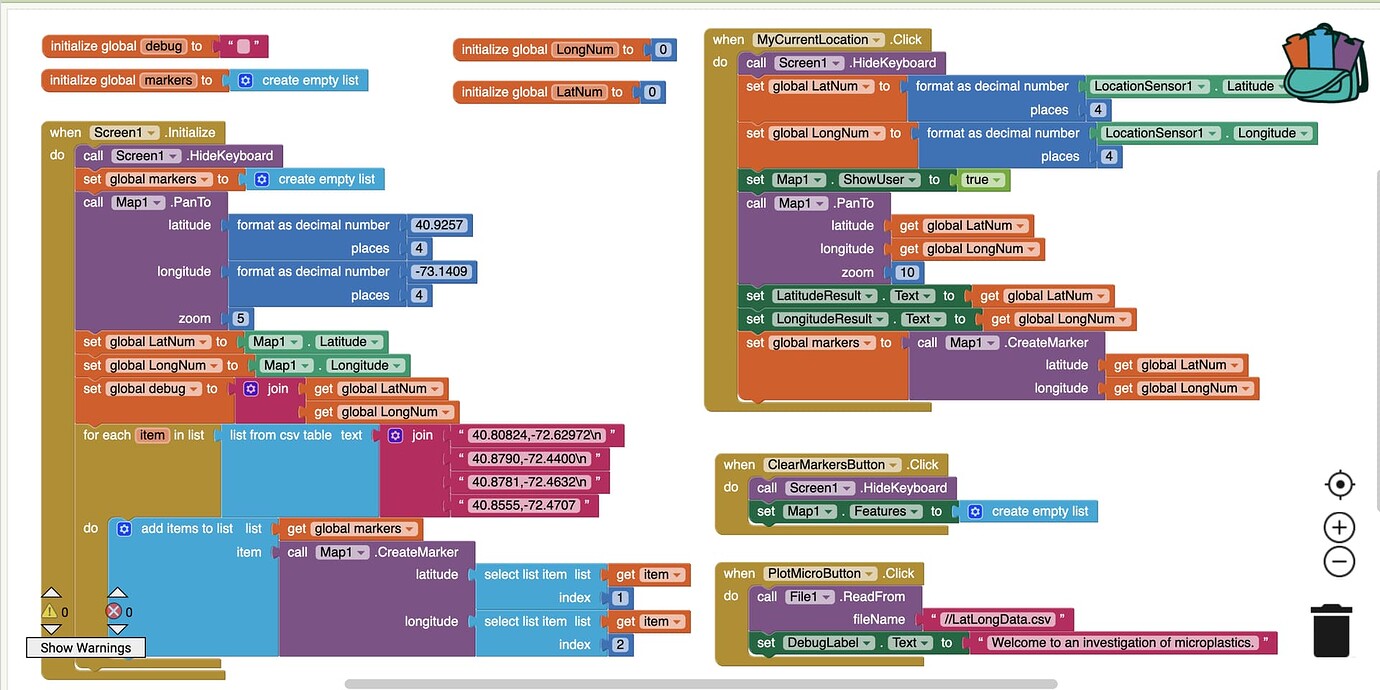 CreateMarker from CSV File of Latitude and Longitude - MIT App Inventor Help - MIT App Inventor ...
