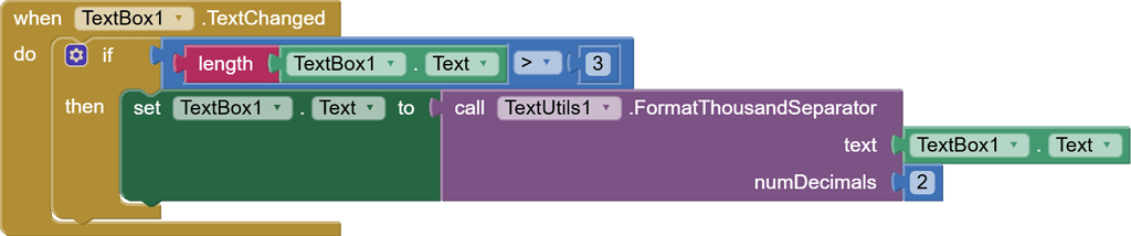 Error In A Textbox When Adding Thousand Separator Using Textutils Extension Mit App Inventor