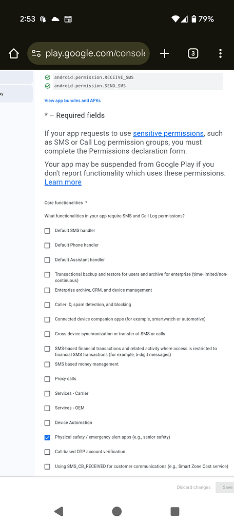 Play Store "RECEIVE_SMS" permissions issue - MIT App Inventor Help - MIT App Inventor Community