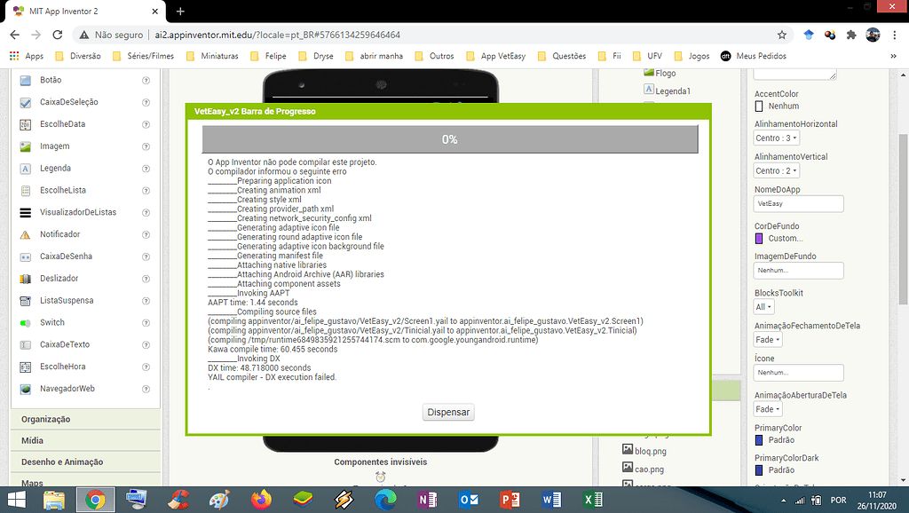 Error In The Creation Of The App Dx Execution Failed Mit App Inventor Help Mit App Inventor 7649