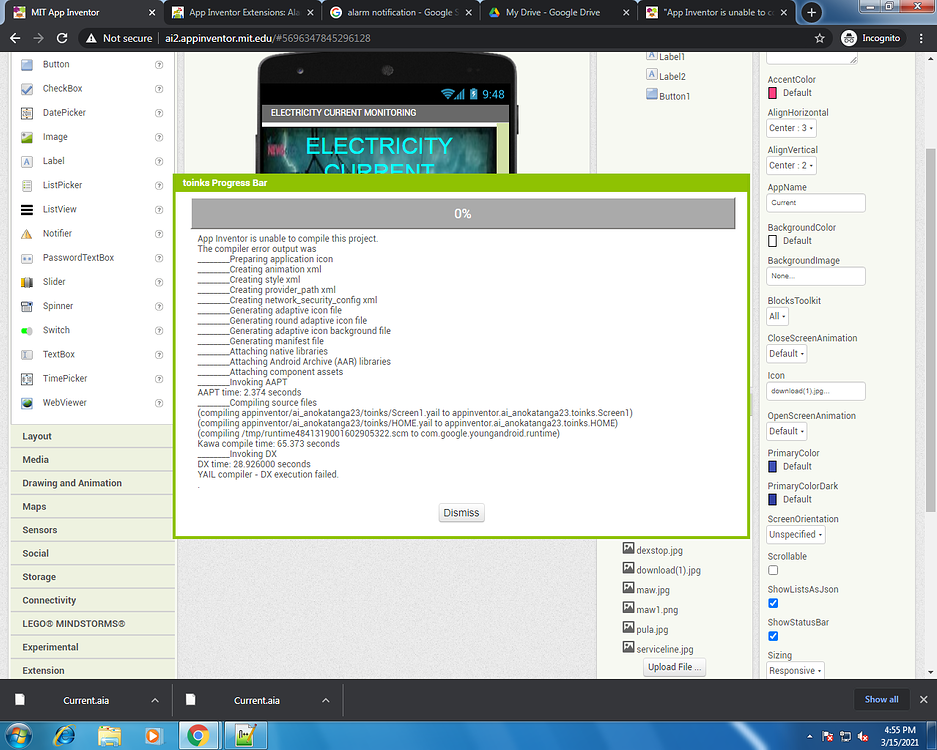 DX execution failed error - MIT App Inventor Help - MIT App Inventor Community