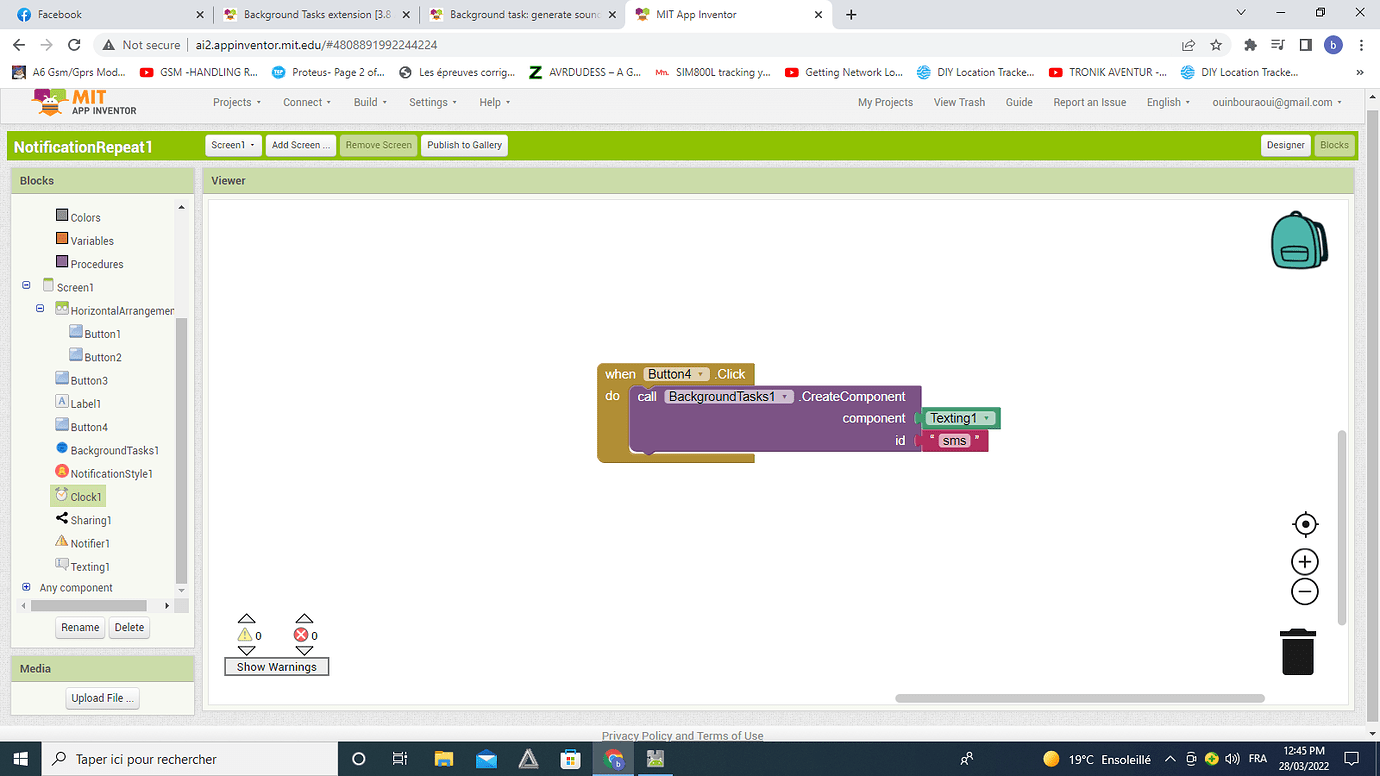 Background task: generate sound on receipt of SMS - MIT App Inventor ...