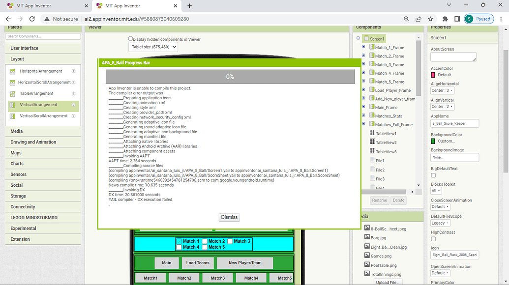 Error when compiling - DX execution failed - Bugs and Other Issues - MIT App Inventor Community