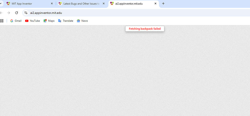 Fetching backpack failed - Bugs and Other Issues - MIT App Inventor ...