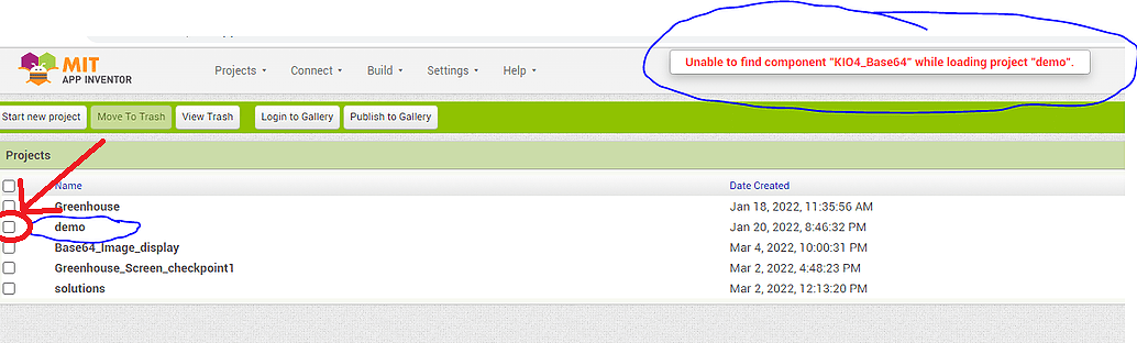"Unable to find component "KIO4_Base64" while loading project "demo"." - General Discussion ...