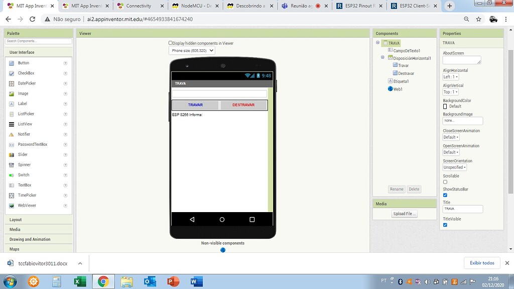 Locking and unlocking using a App Inventor and ESP 8266 - MIT App ...