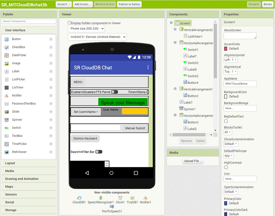 How to: A SpeechRecognizer powered Chat app using the MIT CloudDB component - Tutorials and ...