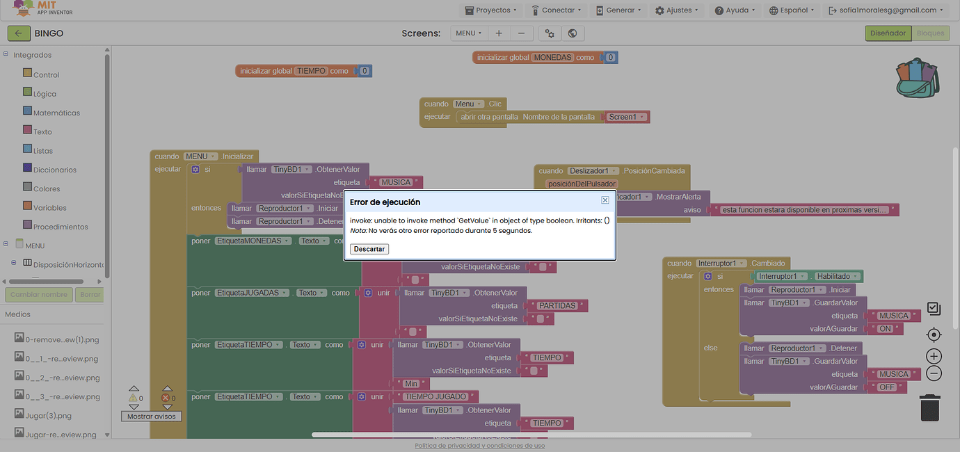 Invoke Unable To Invoke Method Getvalue In Object Of Type Boolean App Inventor For Ios