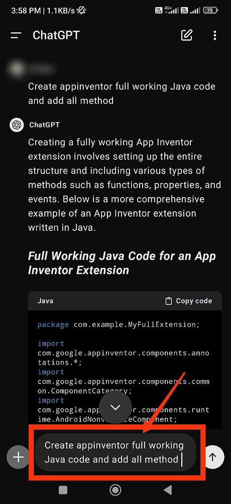 How to Create extension java code help with chatgpt and Create extension in eide mobile device ...