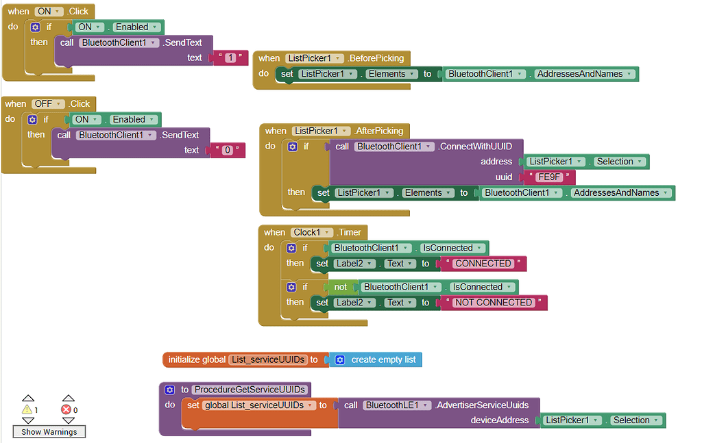 Error 506 And Error 507 When Connecting Arduino Nano 33 Iot Via Bluetooth Mit App Inventor