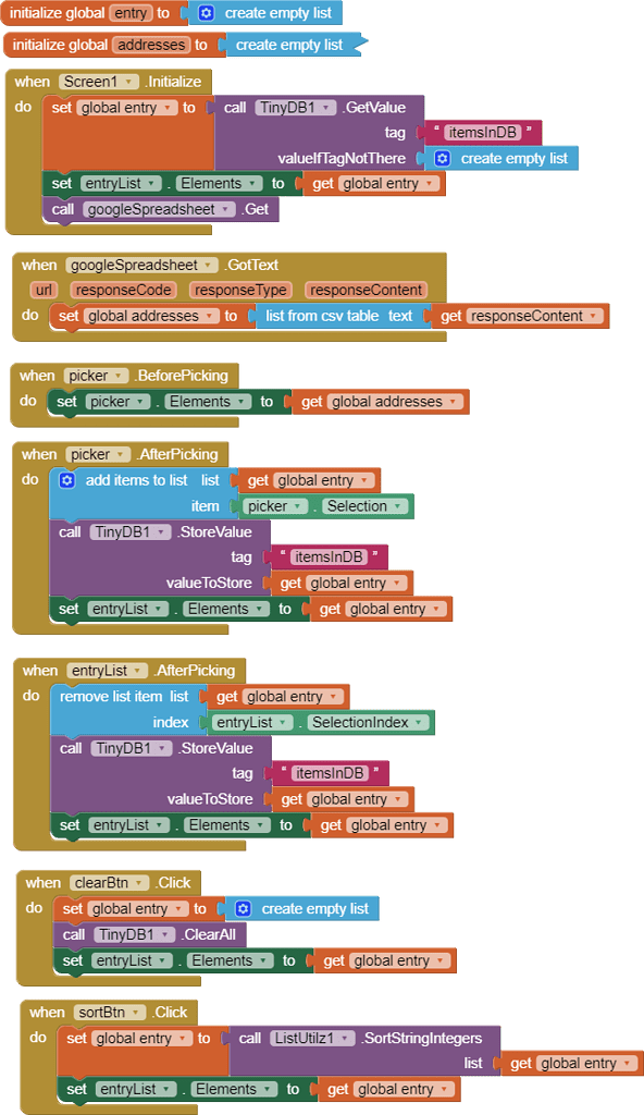 How do I sort a list of addresses by index number? - MIT App Inventor ...