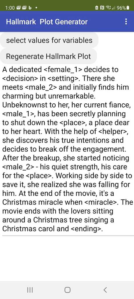 Hallmark Movie Plot Generator - App Showcase - MIT App Inventor Community