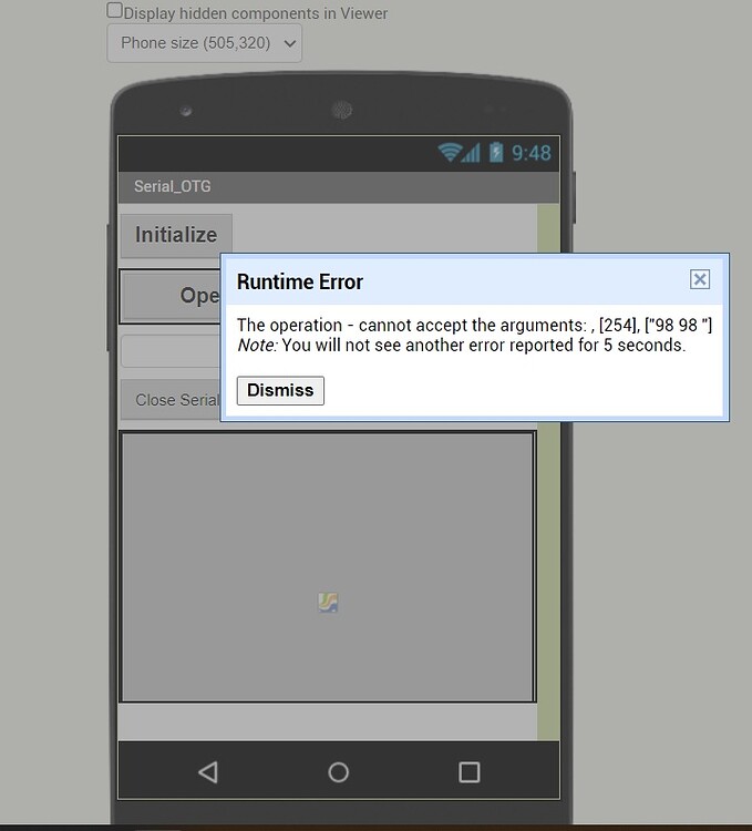 Getting Runtime Error when trying to use Serial to communicate to Arduino - MIT App Inventor ...