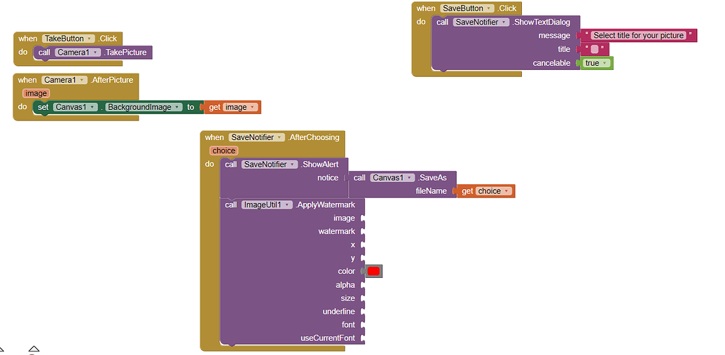 Creating a Camera App with adding a Watermark Image - MIT App Inventor ...