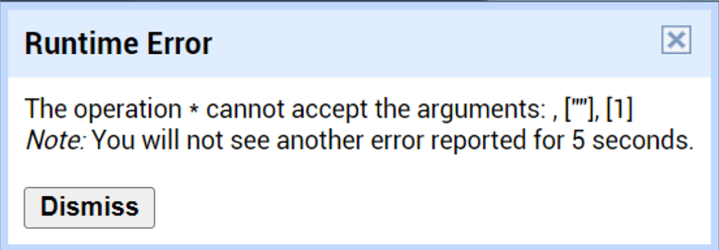 Runtime Error The Operation Cannot Accept The Arguments Empty
