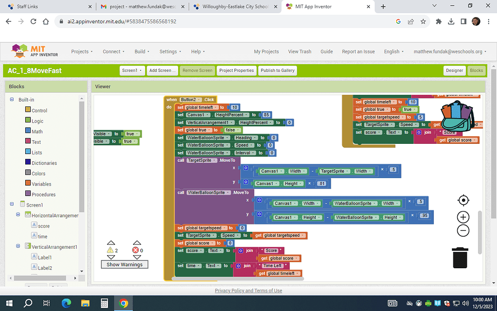 Move Fast Project - MIT App Inventor Help - MIT App Inventor Community