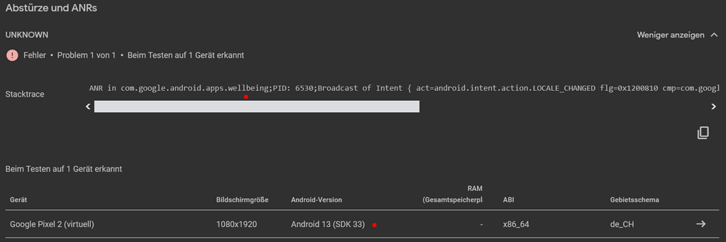Pre-Launch Report - Crashes and ANRs - com.google.android.apps.wellbeing - General Discussion ...