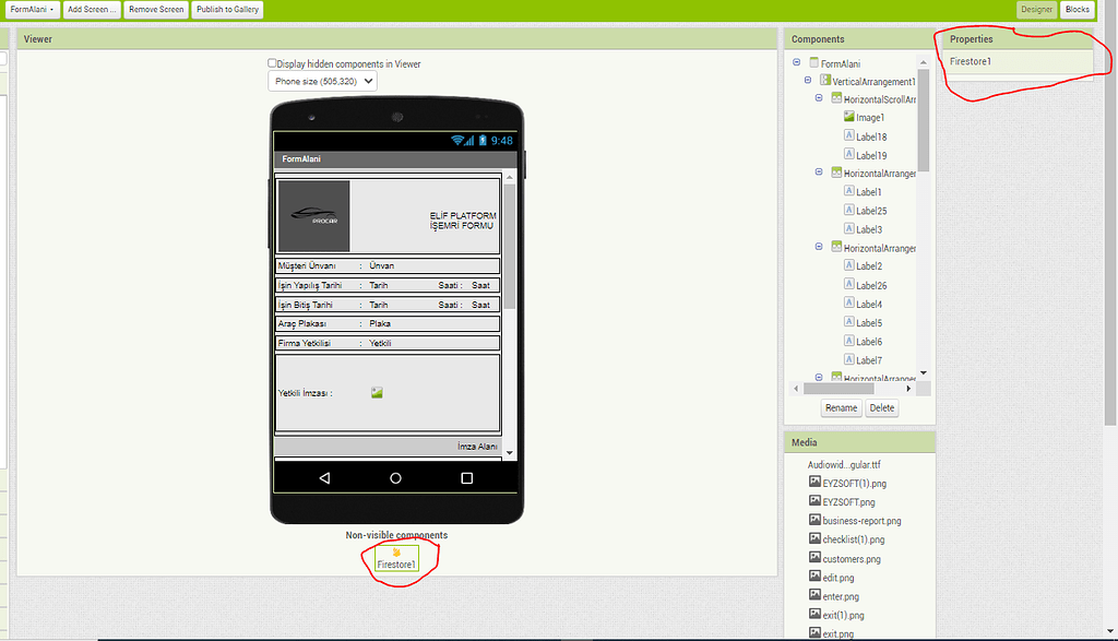 Firestore Extension designer properties window not open - MIT App ...