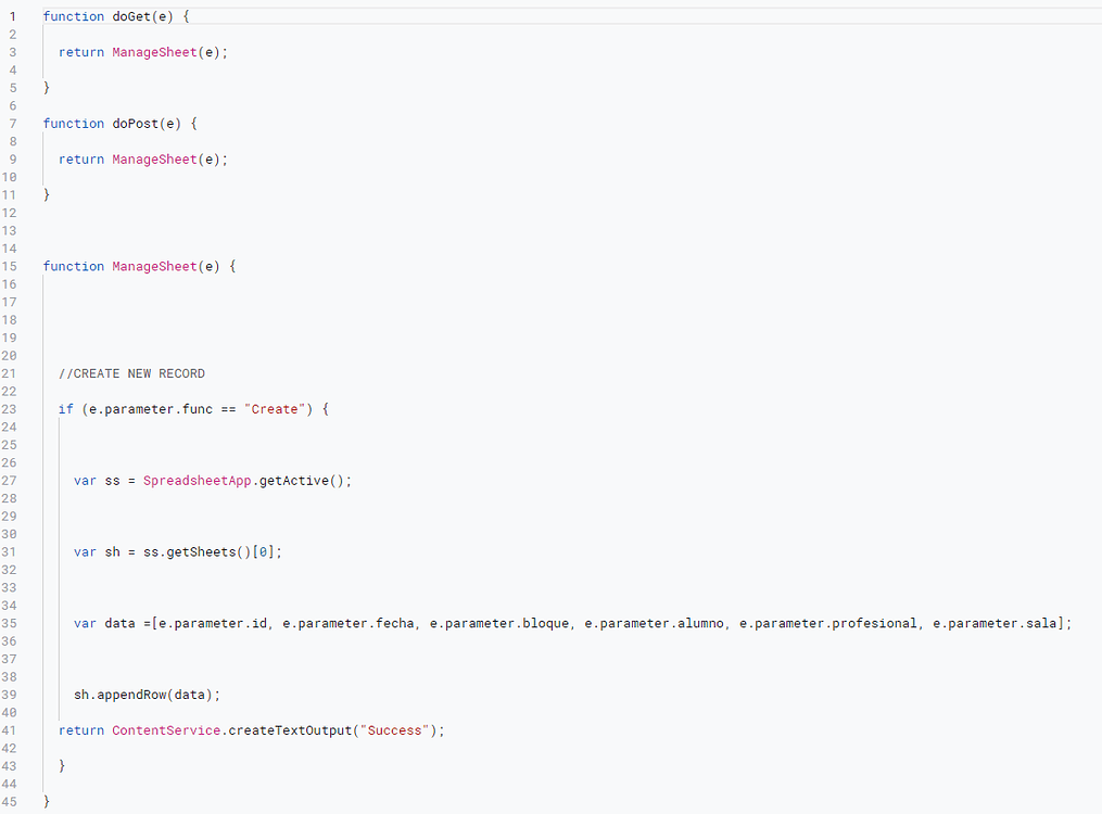 I do not record information in the google sheets...app Script + inventor 2 - MIT App Inventor ...