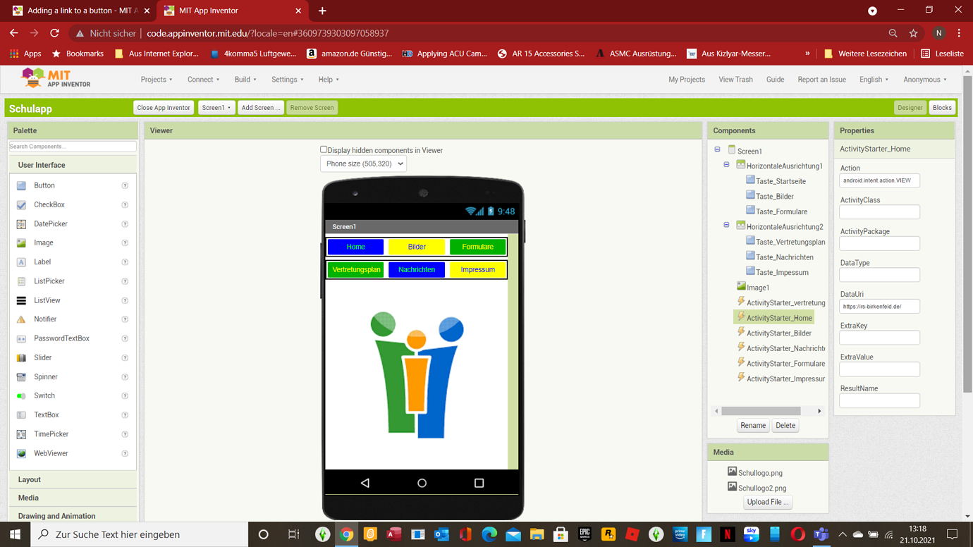 Adding A Link To A Button Mit App Inventor Help Mit App Inventor