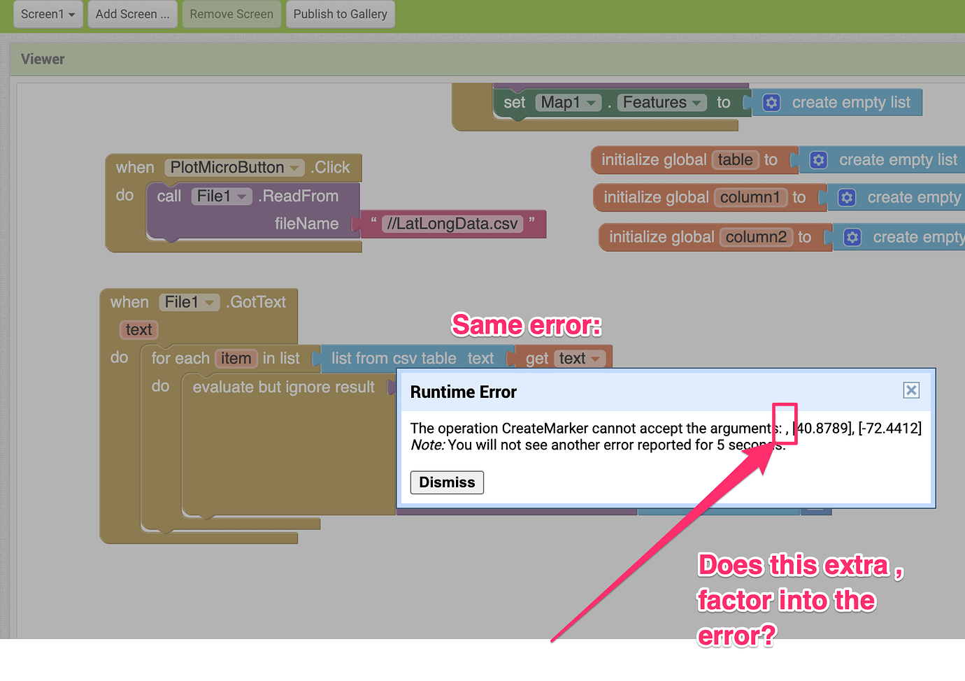 CreateMarker from CSV File of Latitude and Longitude - MIT App Inventor Help - MIT App Inventor ...