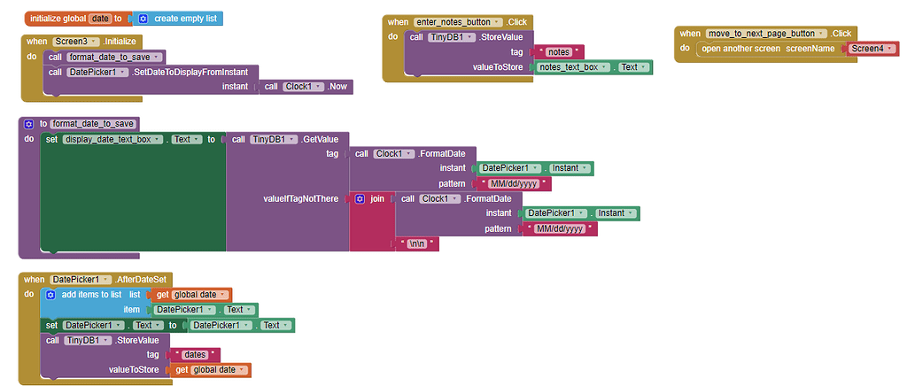 How do you display selected date picker date and then save to DB - MIT App Inventor Help - MIT ...