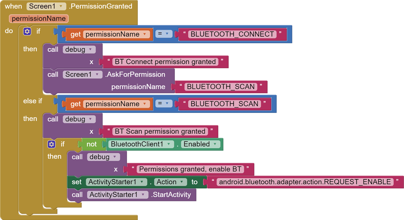How to verify Bluetooth permissions (race condition) - MIT App Inventor Help - MIT App Inventor ...