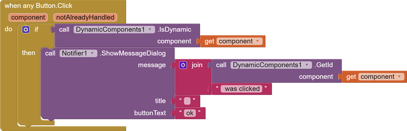 Click event on a Button created with DynamicComponents - MIT App ...