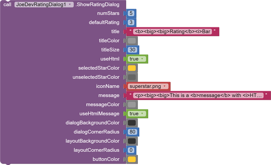 Rating Dialog - Icon, Title & Message HTML, Colors... - Extensions ...
