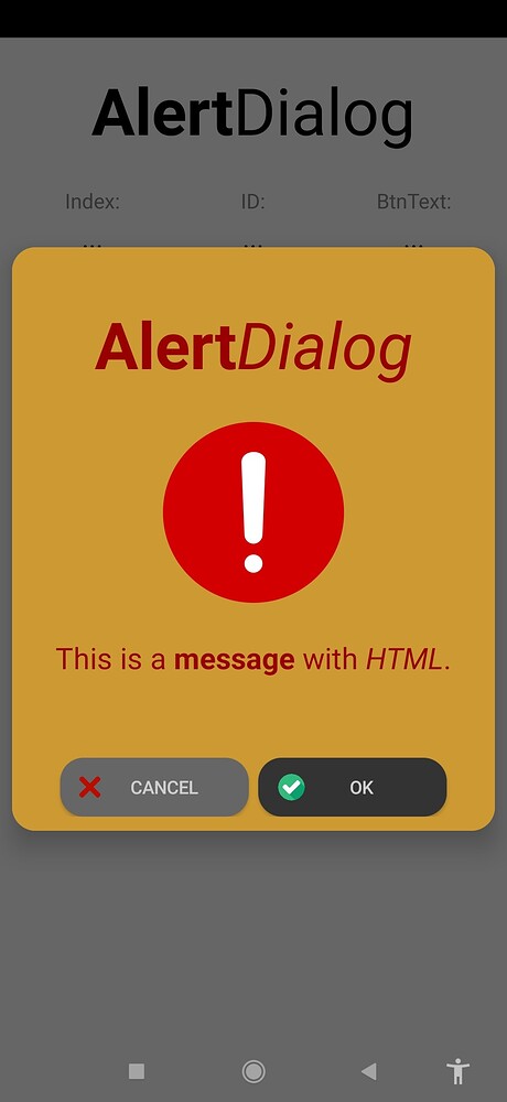AlertDialog - Custom Dialog -Title & Message (html) • Color • Radius, Icons & Buttons ...