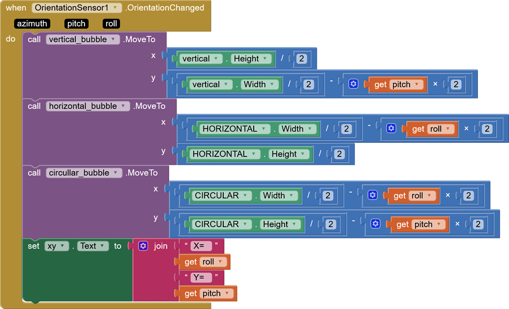 Bubble level doesn't produce accurate results - MIT App Inventor Help - MIT App Inventor Community